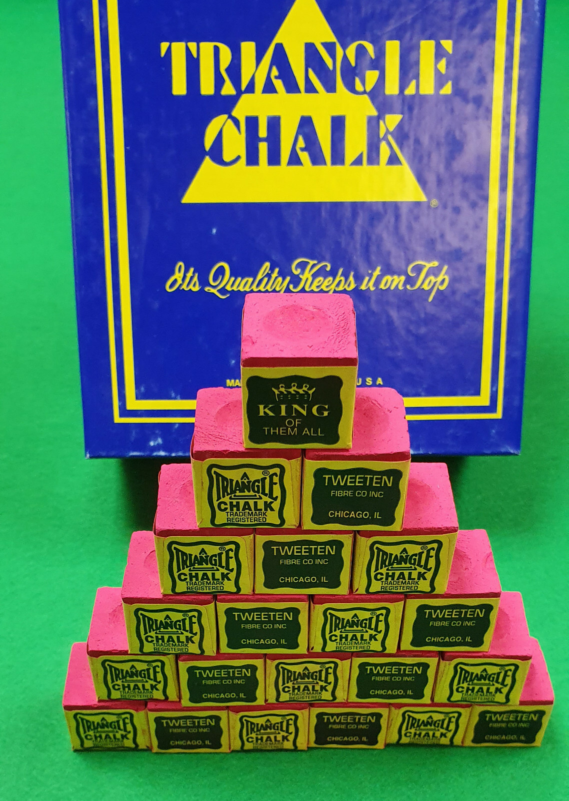 Triangle Chalk Snooker Pool Billiard Cue Tip Green Red Blue Genuine ...