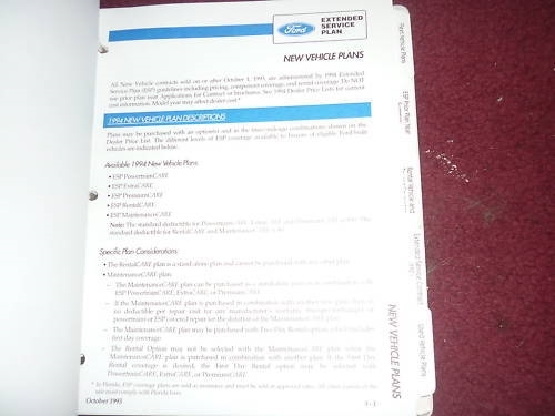 1994 FORD EXTENDED SERVICE PLAN DEALERSHIP ALBUM | eBay
