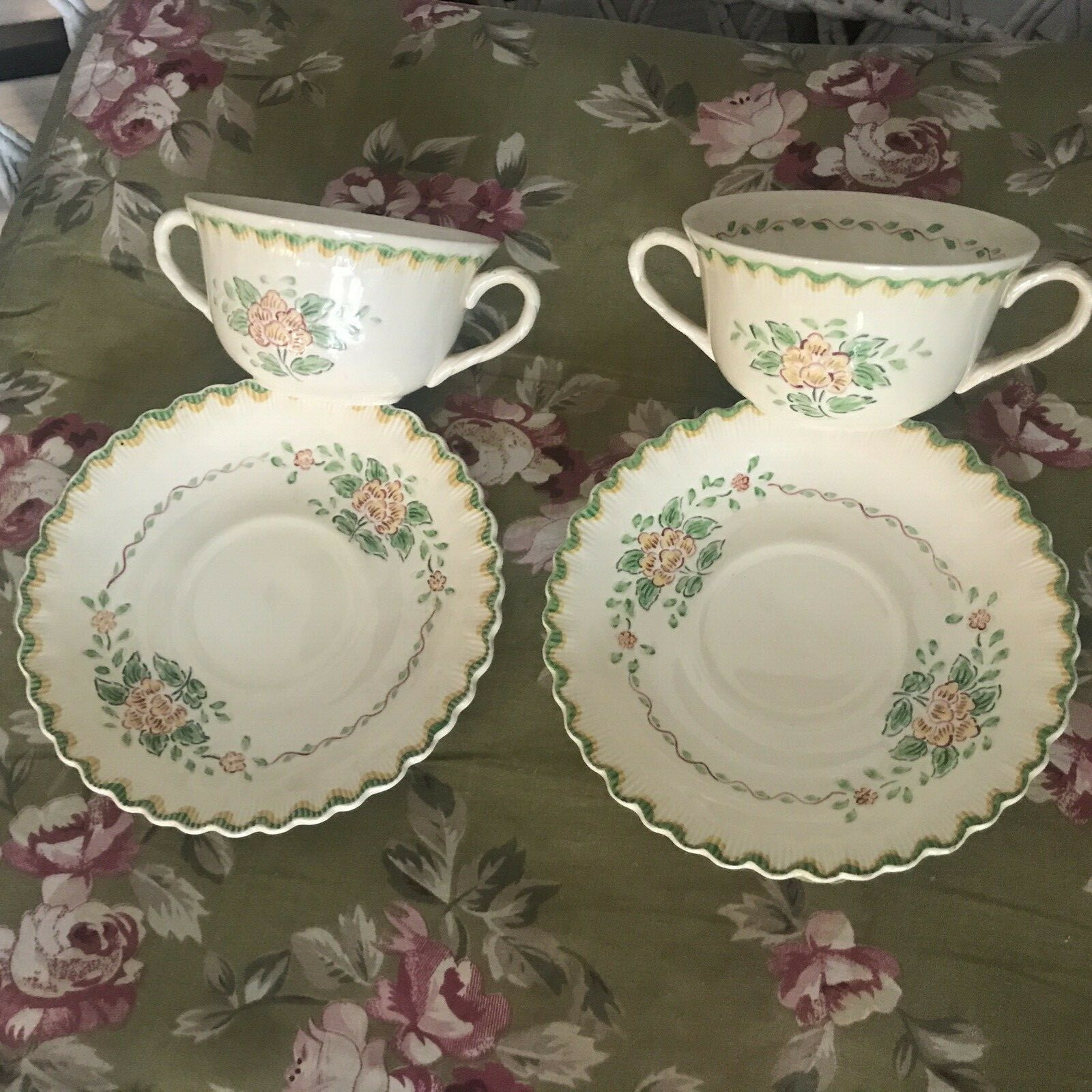 LOVELY PAIR ADAMS ROYAL IVORY TITIAN WARE 'LANCASTER' HAND PAINTED ...