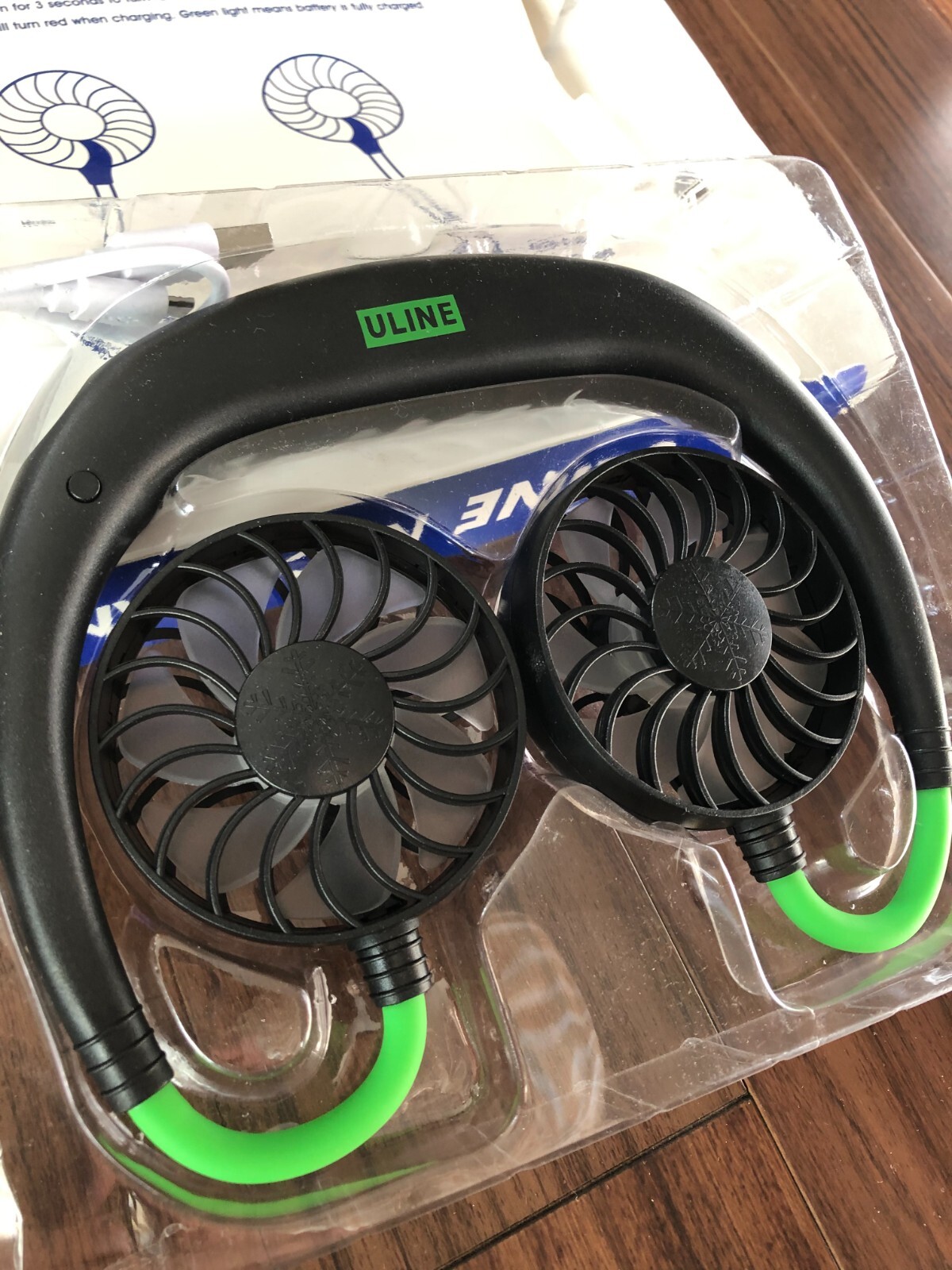 Uline Neck Fan H-8150 New Open Box Tested 3 Speed Rechareable Portable ...