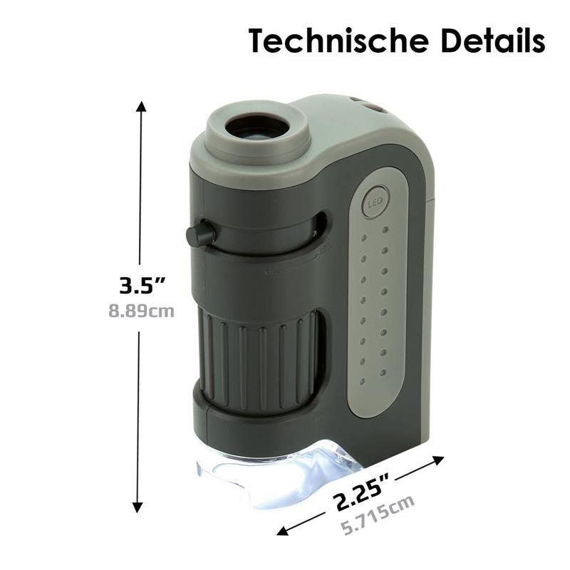 Taschenmikroskop 60x - 120x, mit LED-Licht, Mini Mikroskop tragbar ...