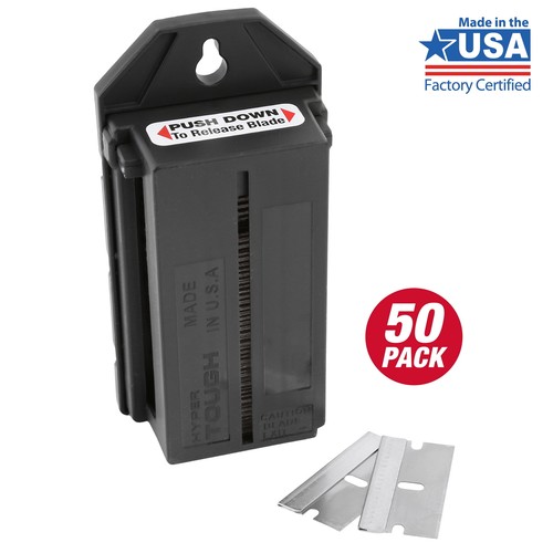 Steel Single Edge Razor Blades with Dispenser, 50-Pack Scraper Blade ...