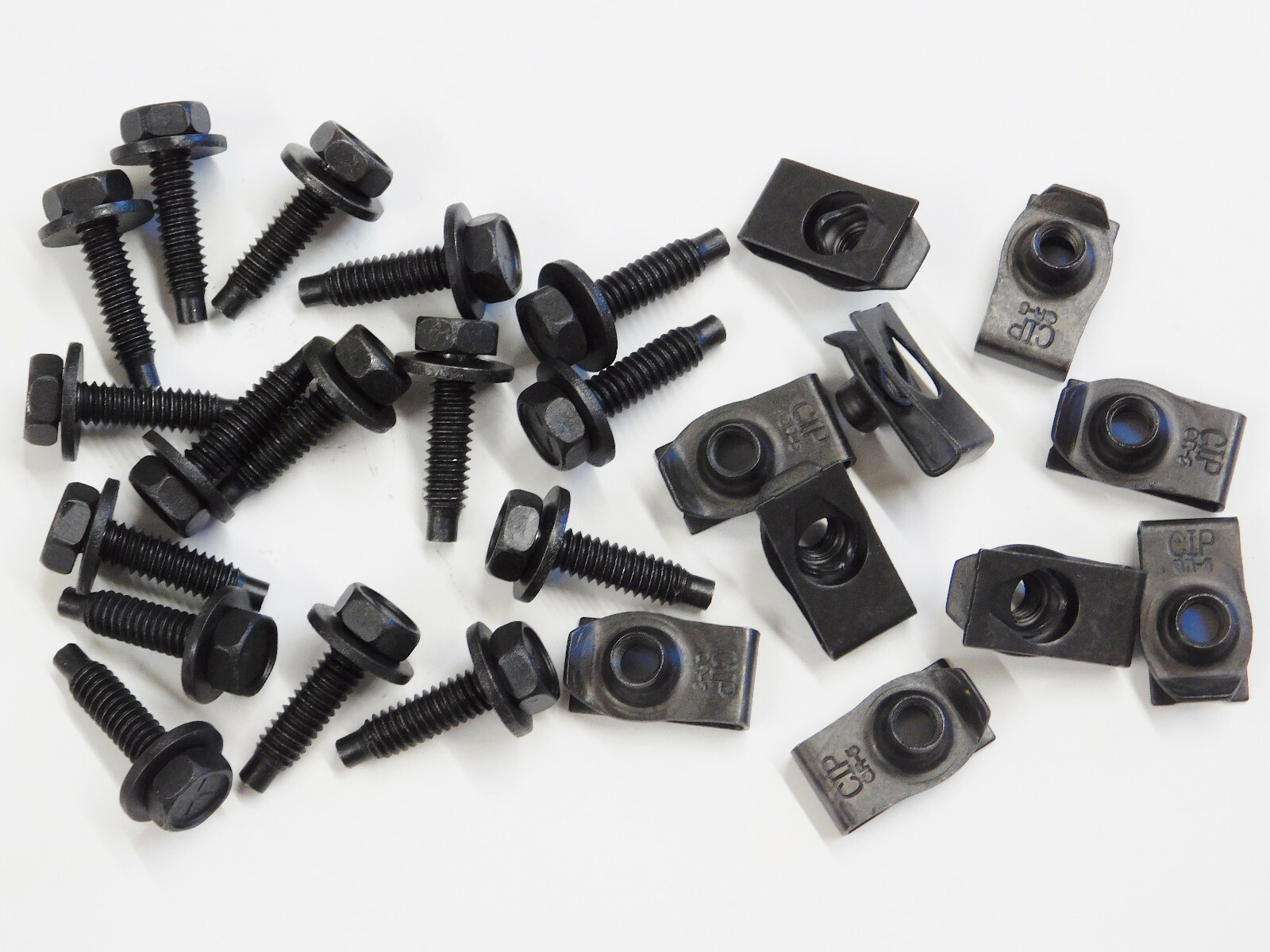 Mopar Body Bolts & U-nut Clips- 1/4-20 x 1" Long- 7/16" Hex- 20 pcs 10 ...