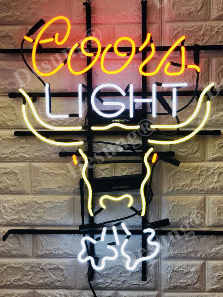 Coors Light Bull 24"x20" Neon Sign Lamp Hanging Nightlight Beer Bar ...