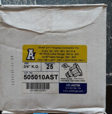 Arlington Industries 505010AST SNAP 2 IT Duplex Conn (25pk) - New in ...