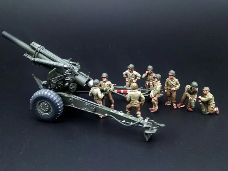 1/72 Resin Figure Soldiers Ww2 Us 155mm Howitzer Group Artillery Team ...