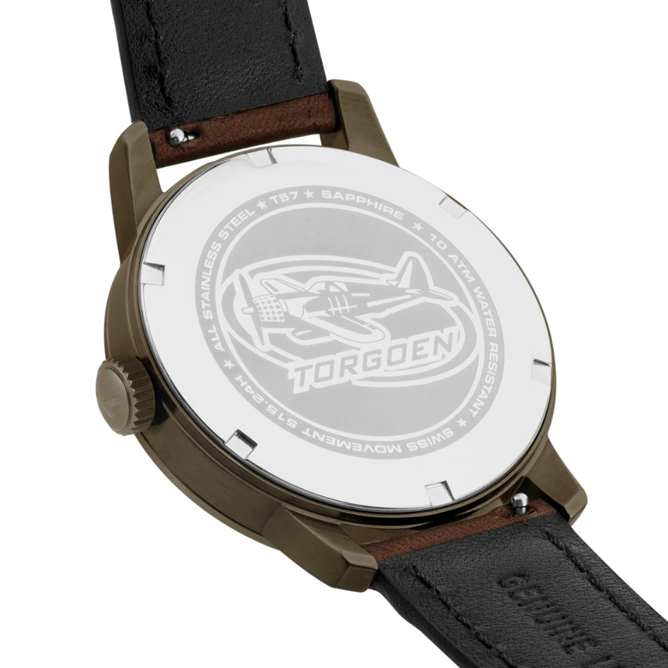 New Torgoen TN-1291 T57 Green GMT Sapphire 41mm Leather Strap Watch | eBay
