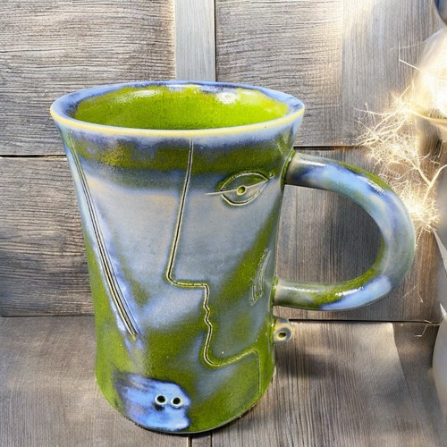 Hand Made Studio Art Pottery Coffee Mug Cup Abstract Artist Signed Mug ...