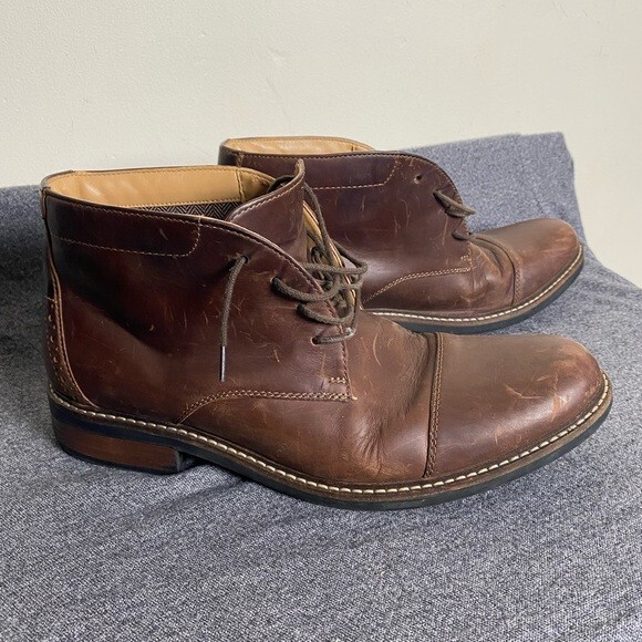 Bostonian Boots Mens 9.5 Brown Distressed High top Comfort Foot Bed ...