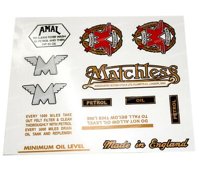 For Matchless Ajs Vintage Motorcycle Sticker Set Water Transfer | eBay ...