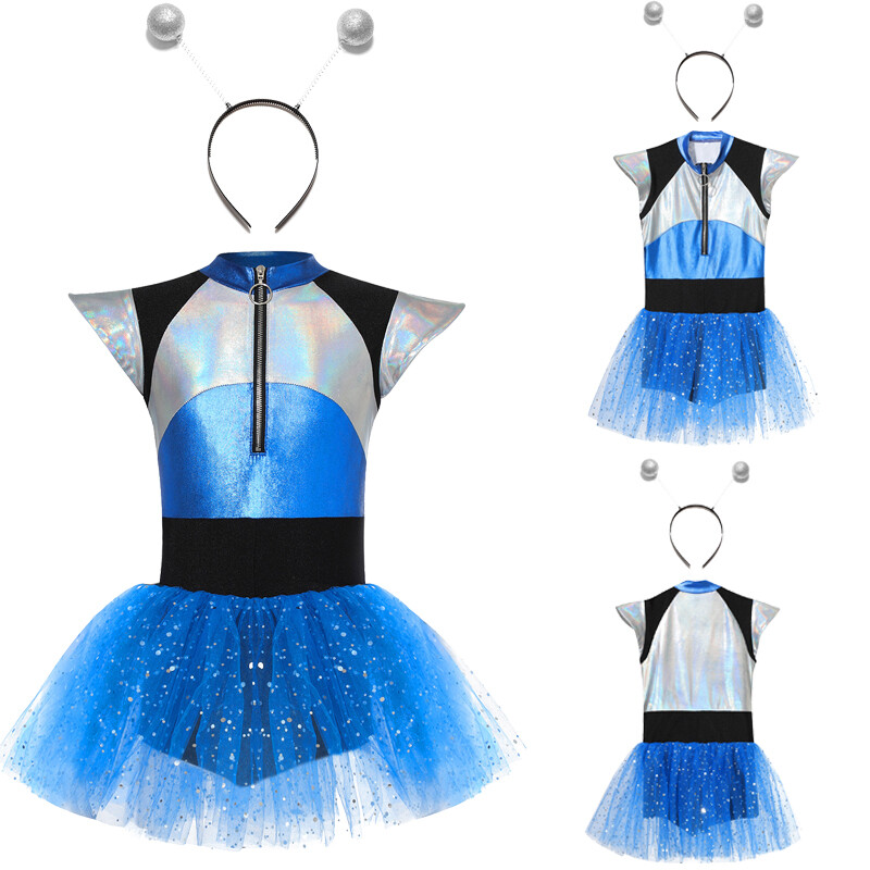iEFiEL Metallic Alien Cosplay Tutu Dance Dresses Leotard Outer Space ...