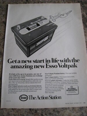 ESSO THE ACTION STATION ESSO VOLTPAK PREMIUM BATTERY 1970 ADVERT A4 ...