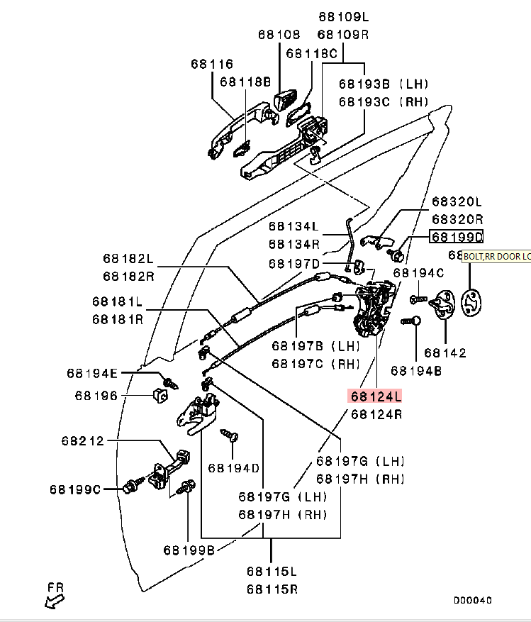 DOOR LATCH REAR LEFT MITSUBISHI L200 KB8T 3.2D | eBay
