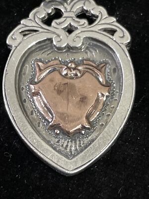 Chester, England "TJS" Gold & Sterling Silver Engravable Shield Pendant ...