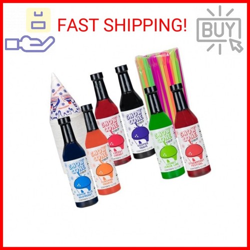 12.7oz Snow Cone Syrups (6 Pack W/Cups/Straws) | eBay