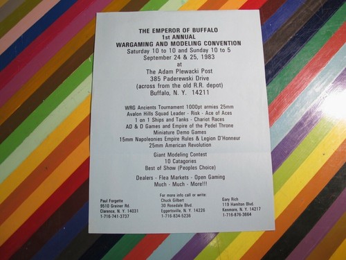 vtg RPG Wargame Convention 1st Emperor of Buffalo Wargames 1983 flyer ...