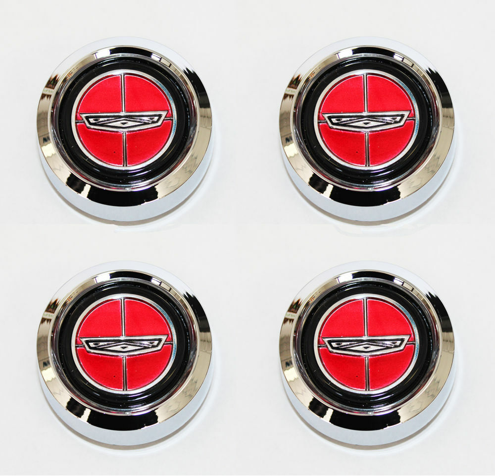 New! 1969 - 1977 Red Magnum 500 Wheel Center Caps Chrome 2 1/8" size ...