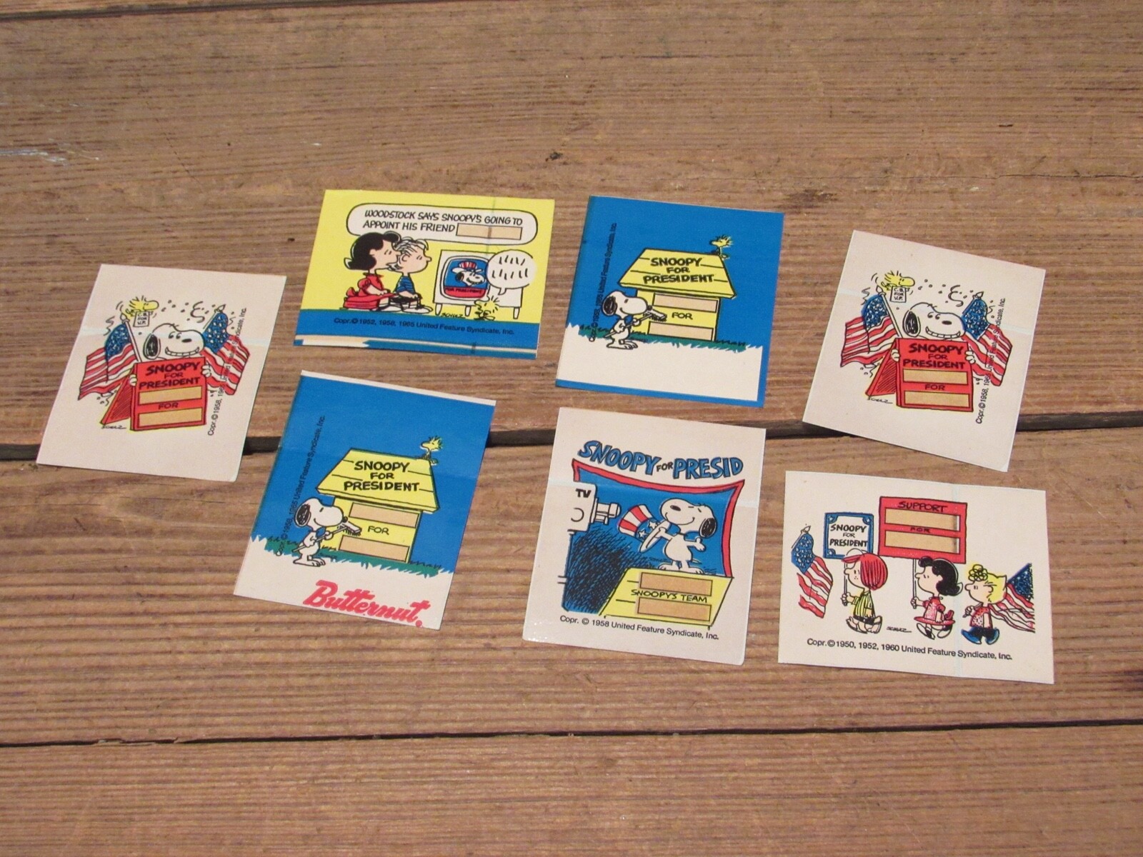 VINTAGE LOT 60's SNOOPY & FRIENDS POLITICAL PRESIDENTIAL STICKERS New ...