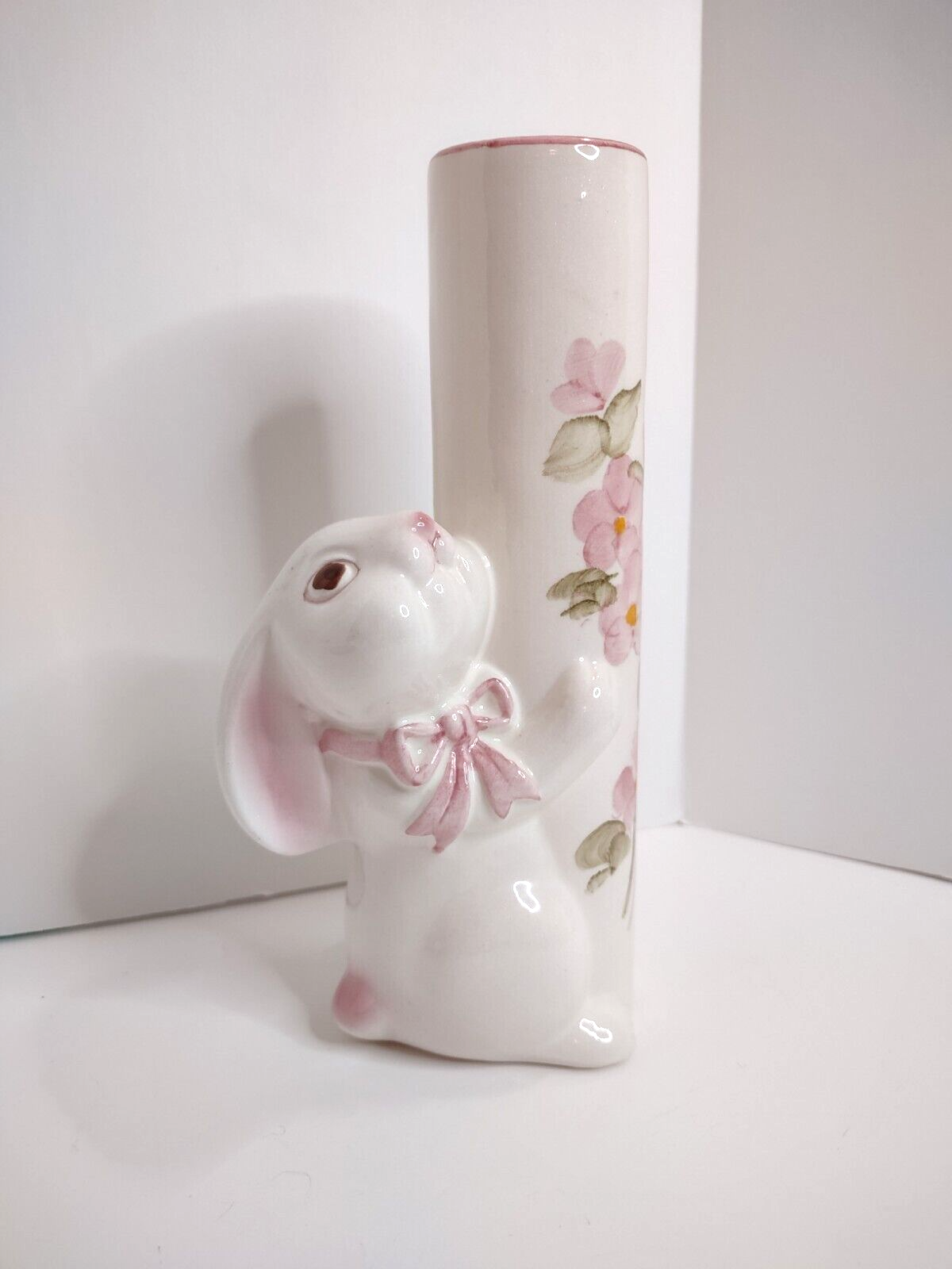 Vintage Ceramic Weiss Easter Bunny Rabbit Bud Vase 1987 Hand Painted ...