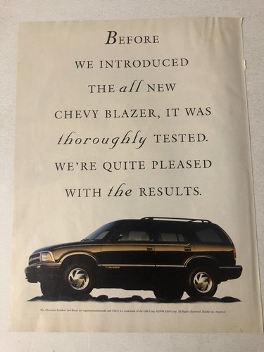 1994 Chevy Blazer Vintage Print Ad Advertisement pa17 | eBay