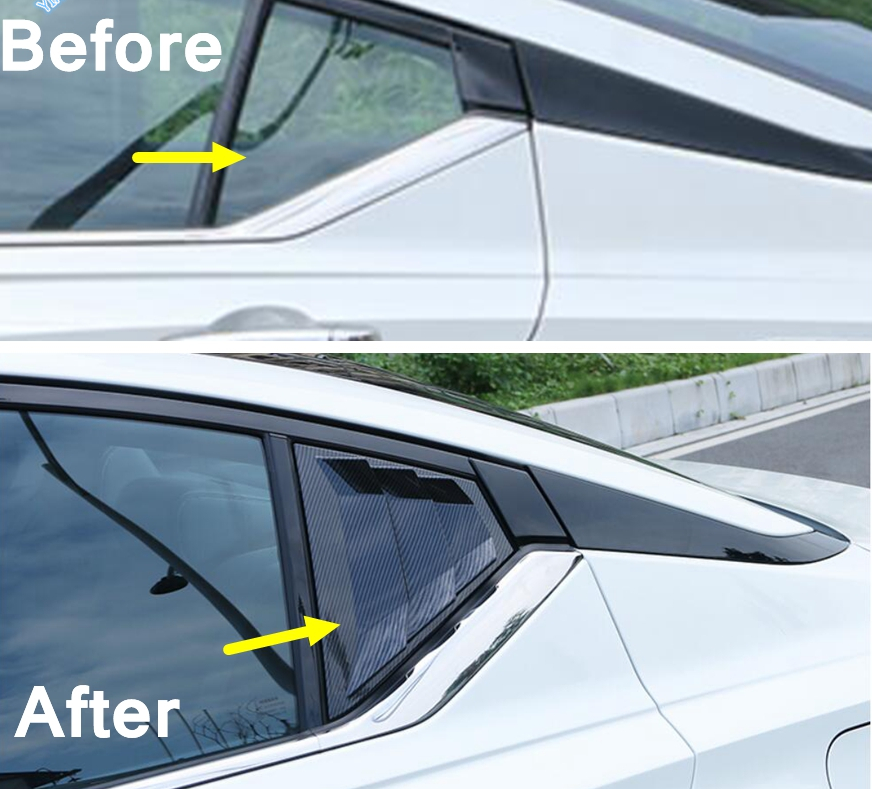 Pair Carbon Fiber Look Rear Window Louver Cover For Nissan Altima 2019 ...