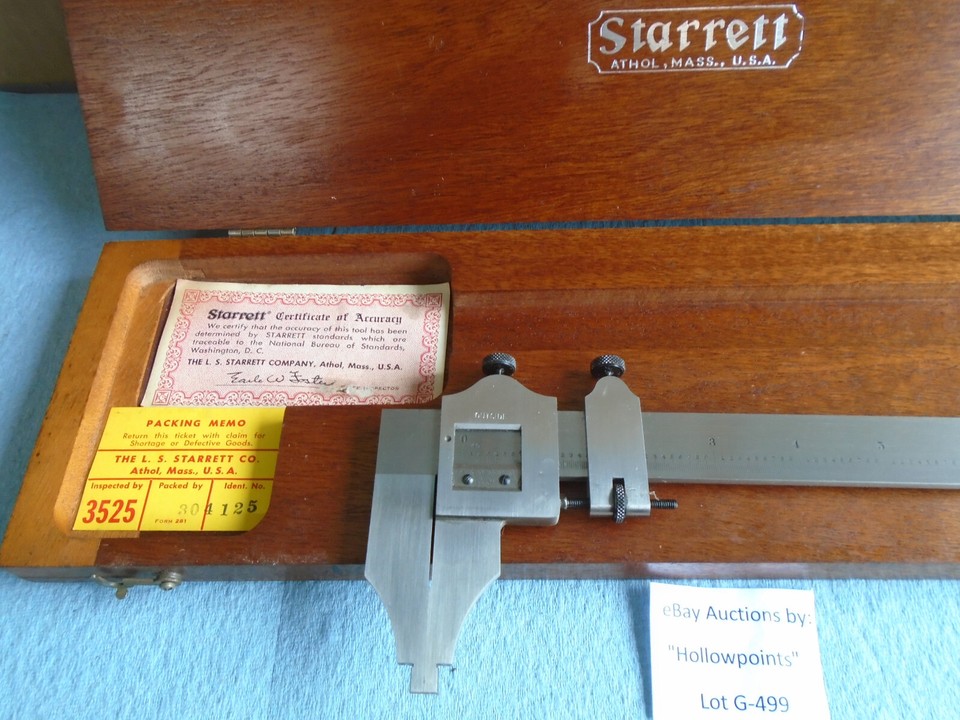 Starrett vintage No. 122 Vernier Caliper w/ Wood Box 12" .001 ...