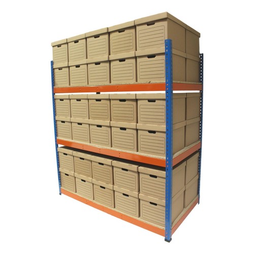 Heavy Duty Longspan Storage Racking Shelving with 60 Archive Boxes ...