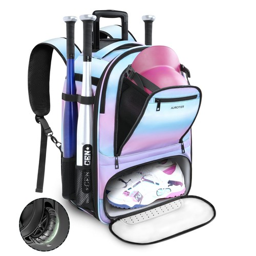 Rolling Baseball Backpack with Off-road Wheels, Wheeled Catchers Gear ...