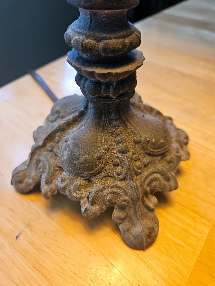 Vintage Antique Iron Lead Slag Glass Table Lamp | eBay
