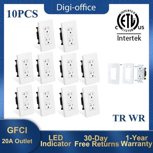 Electrical Outlet GFCI 20Amp AC Ground Fault Receptacle WR TR w/Cover ...