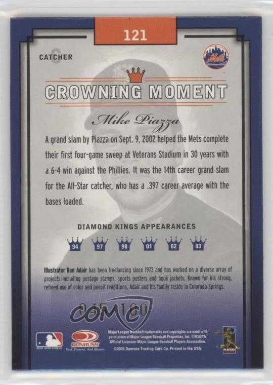 2003 Donruss Diamond Kings Gold Foil /100 Mike Piazza #121 HOF | eBay