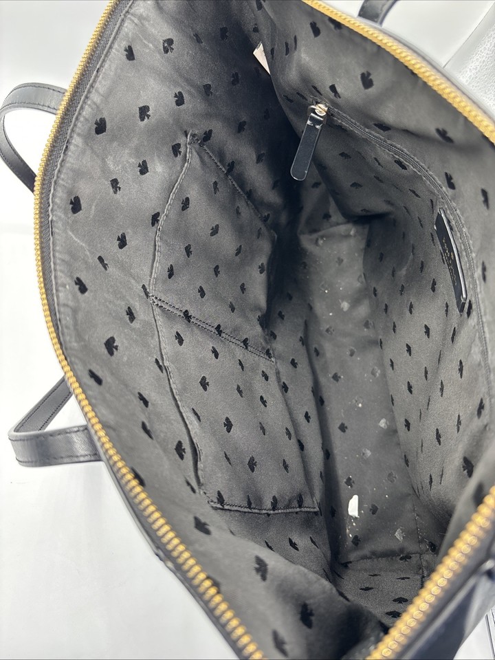 Kate Spade Smooth Leather Kali Large Black Shoulder Bag Tote Zipper ...