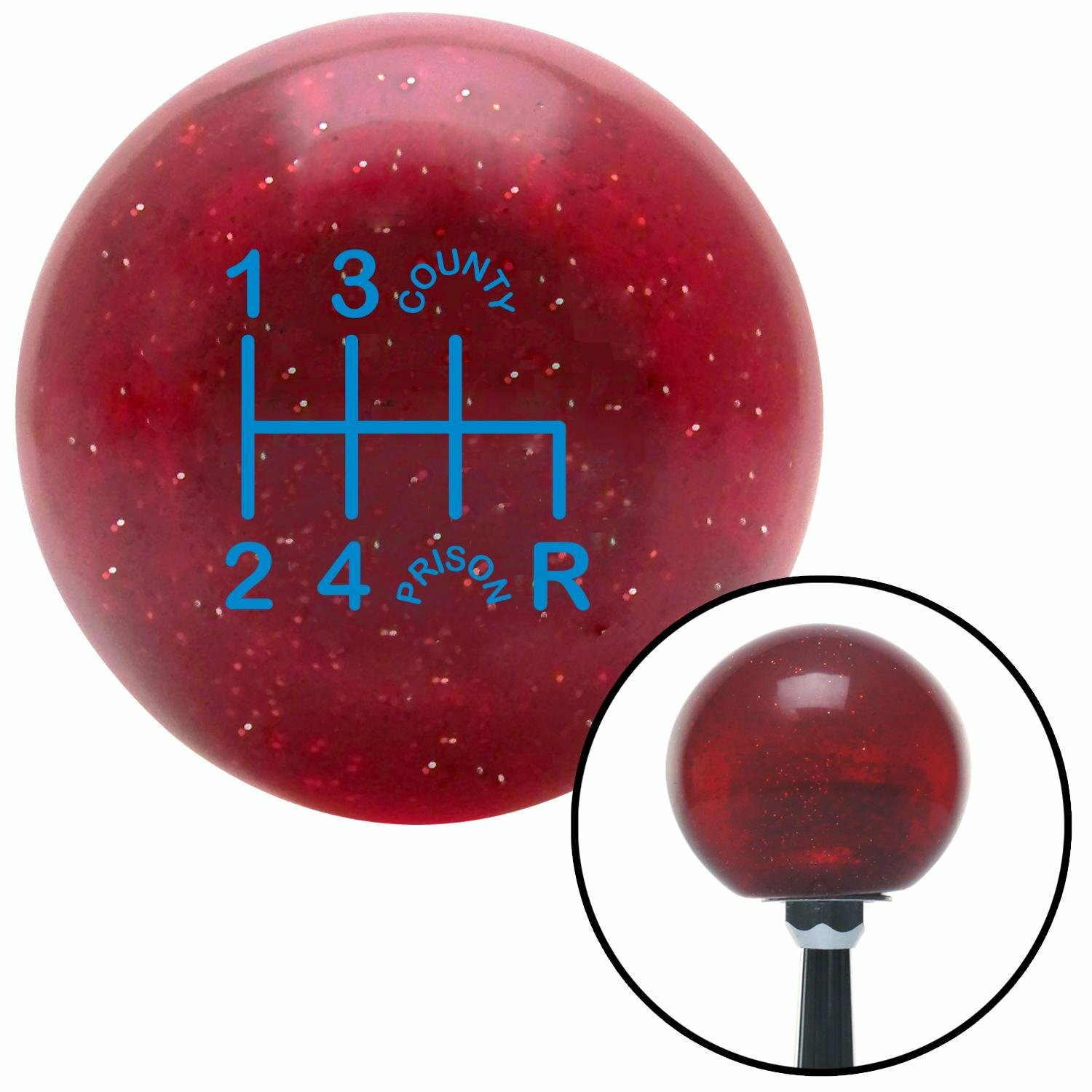 Blue Shift Pattern CP41n Red Metal Flake Shift Knob with M16x1.5 Insert ...