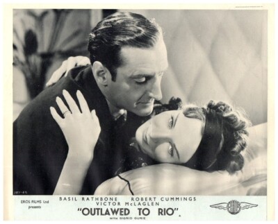 Outlawed to Rio Original Lobby Card Basil Rathbone embracing Sigrid ...
