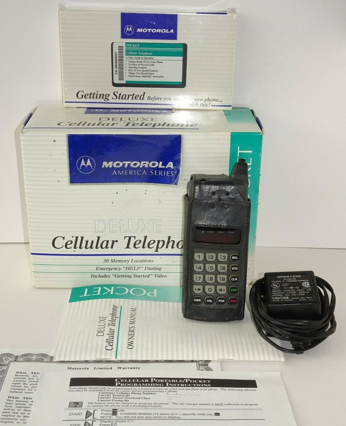 Vintage 1994 MOTOROLA Deluxe Cellular Pocket Phone 34644A, WORKS ...