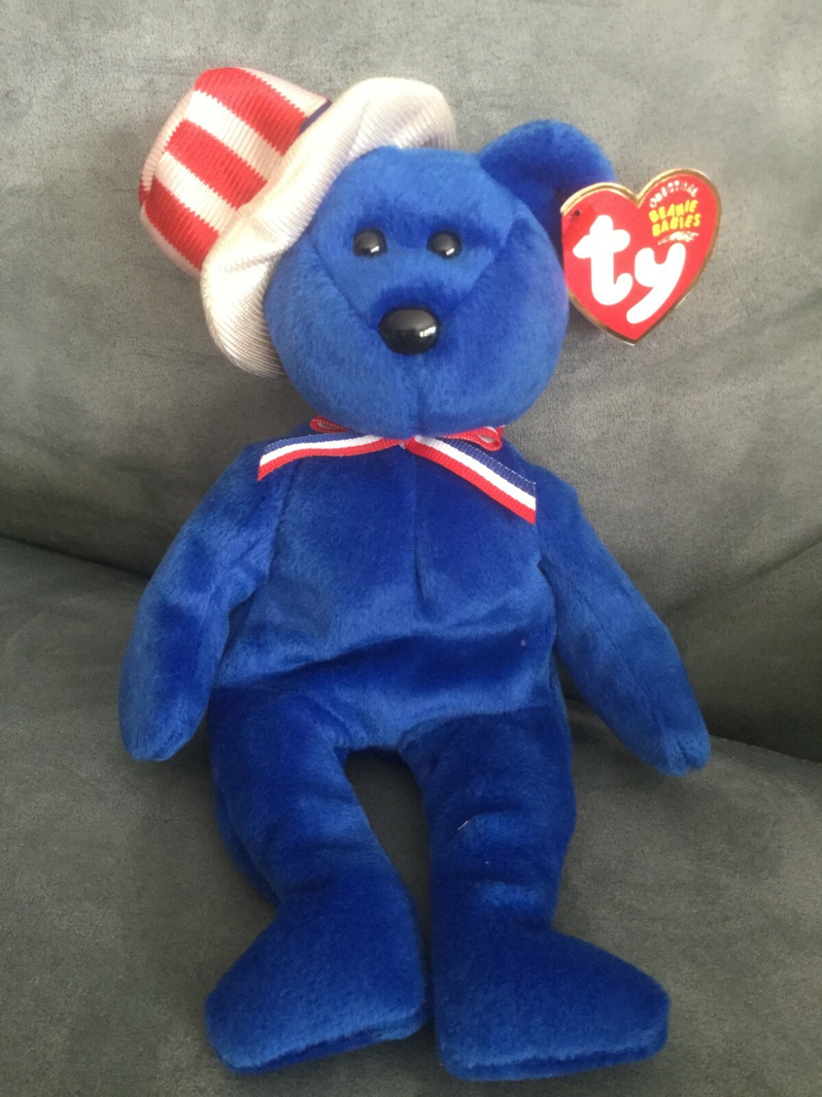 TY ORIGINAL BEANIE BABY BEAR BLUE SAM 4TH OF JULY PATRIOTIC- BRAND NEW ...
