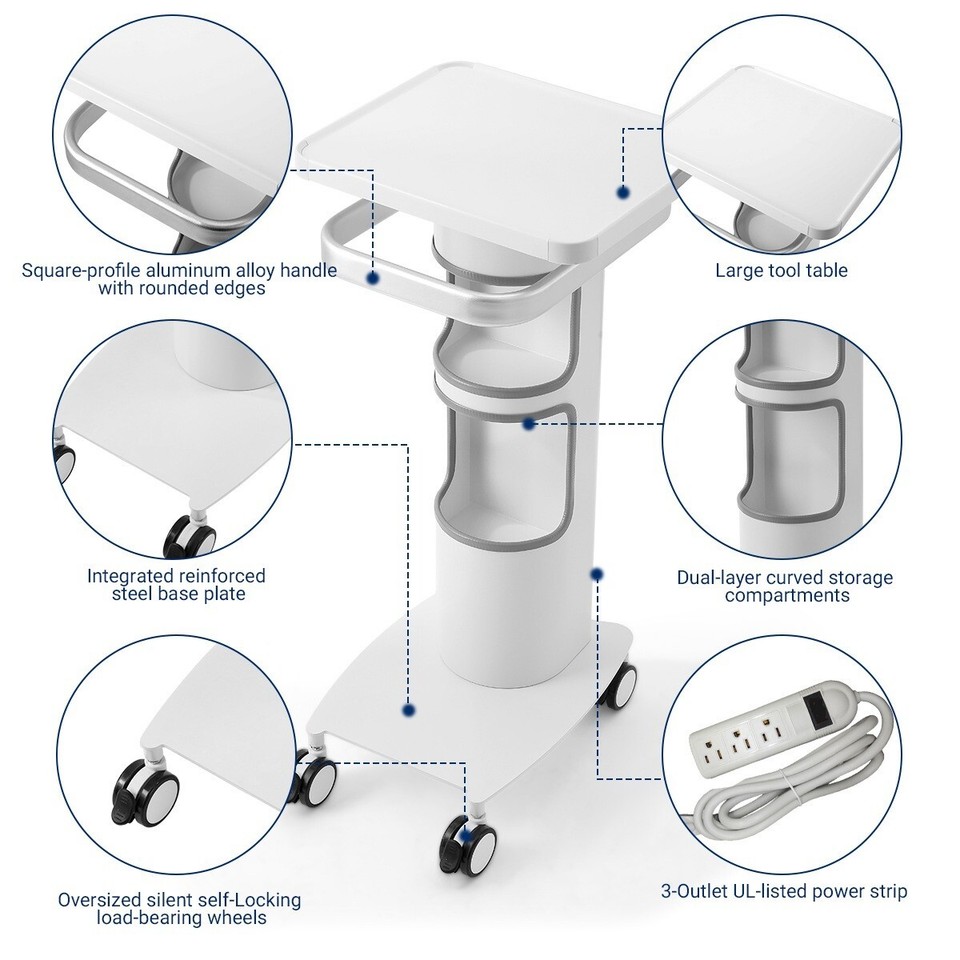 AZDENT Dental Medical Rolling Tool Cart Drawer Socket Trolley Rolling ...