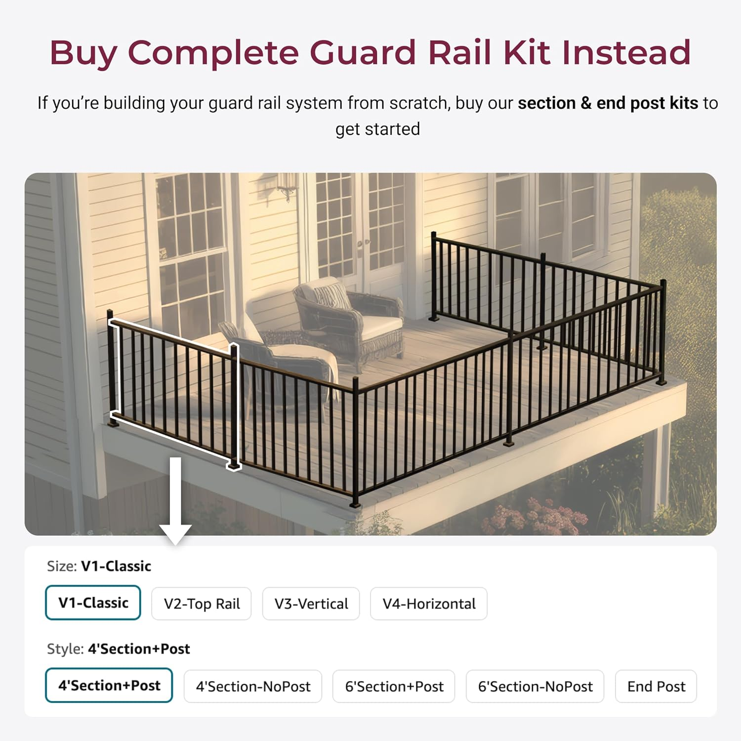 CR Fence & Rail Metal Railing for Deck, Metal Guard Rail Kit with ...