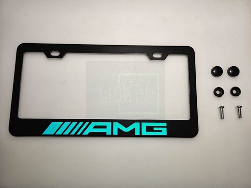 Glow Mercedes AMG Holographic Black Stainless Steel license Plate Frame ...