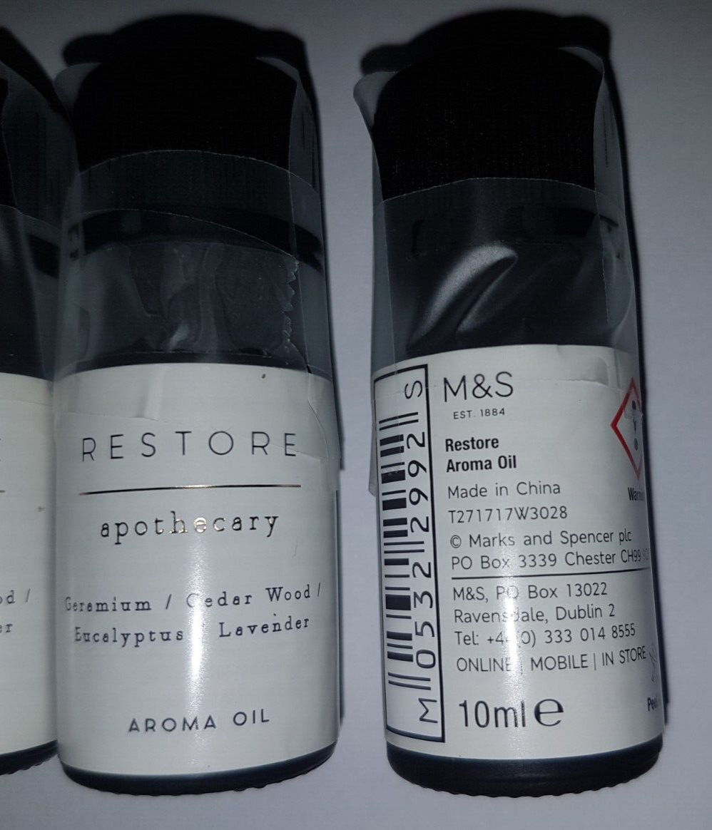 Diffuser Oils - Apothecary/ x6 Bottles in all - RESTORE - Marks & Spencer | eBay UK