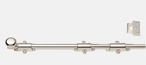 Polished Nickel 24 inch Surface Bolt Door Bolt HeavySolid Brass Deltana ...