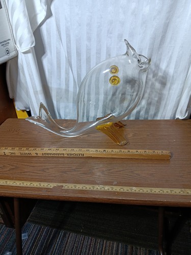 LARGE VINTAGE MURANO Big Mouth GLASS FISH Vase Jar Yellow Gold fins | eBay