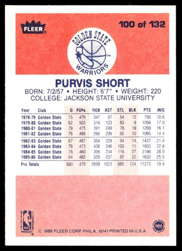 1986-87 Purvis Short Fleer Basketball #100 *NICE* Invest NOW (1C) | eBay