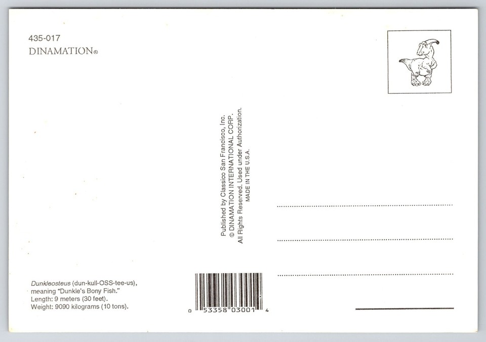 Dunkleosteus Large Armored Arthrodire Fish Dinamation 1990's Postcard ...