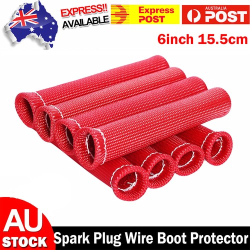 8X RED Heat Shield Protector Spark Plug Wire Boots Insulator Sleeve ...