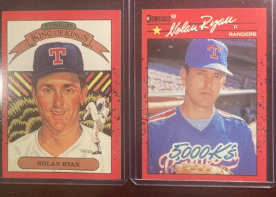 1990 Donruss Nolan Ryan Error Card #665 and Error Card #659 No Dot ...