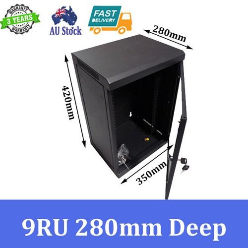 9U 9RU 10" 10 Inch 280mm Deep Wall Mount Rack Data Cabinet Networking ...