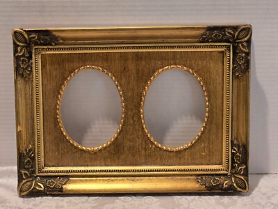 Vintage Gold Ornate Carved Wood Double (2) Oval Picture Photo Frame ...