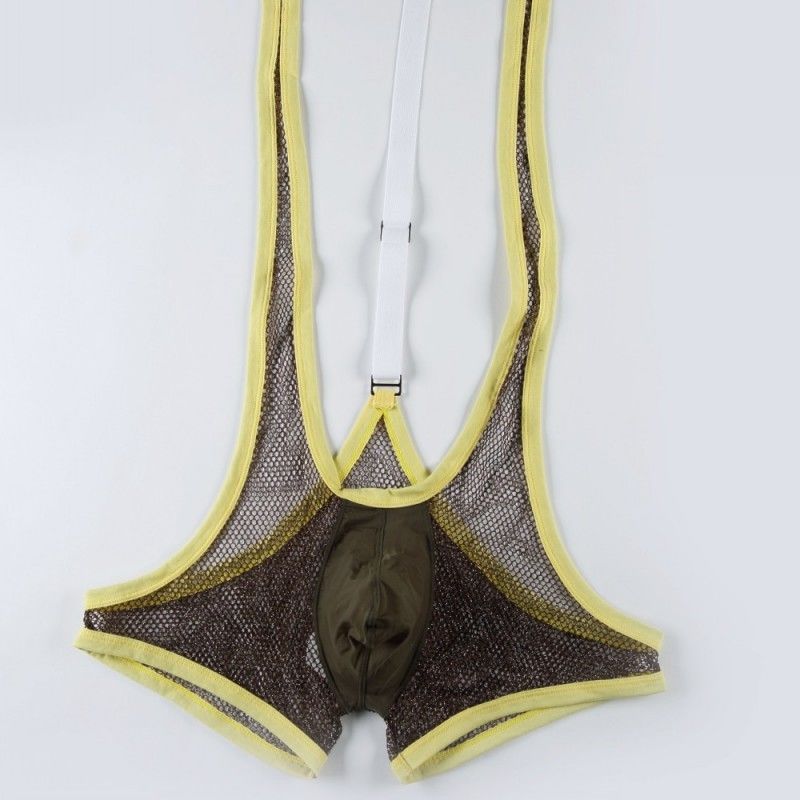 Mens Mesh Fishnet Sexy Bodysuits Underwear Mankini Wrestling Jockstrap ...