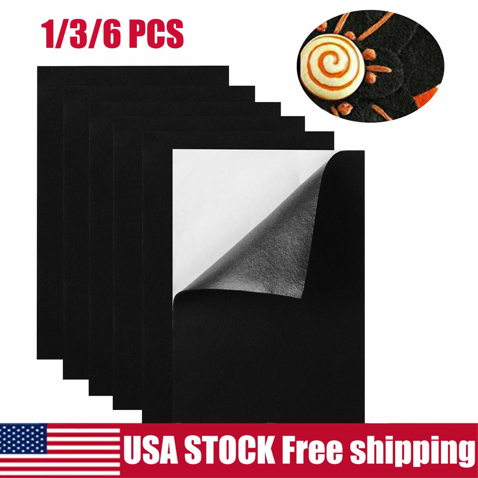 Felt Fabric Adhesive Sheets Black Multipurpose Sticky Glue Velvet Sheet ...